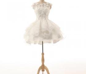 Pretty White Party Dresses, Short Cocktail Dresses, Cap Sleeve Party ...