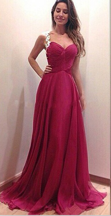 Elegant Fuchsia Lace Evening Dresses ,appliques Evening Dress,formal ...