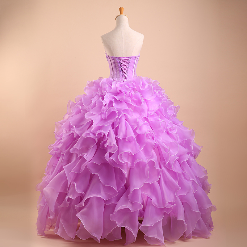 Pretty Lilac Ball Gown Organza Beaded Quinceanera Dresses, Quinceanera ...
